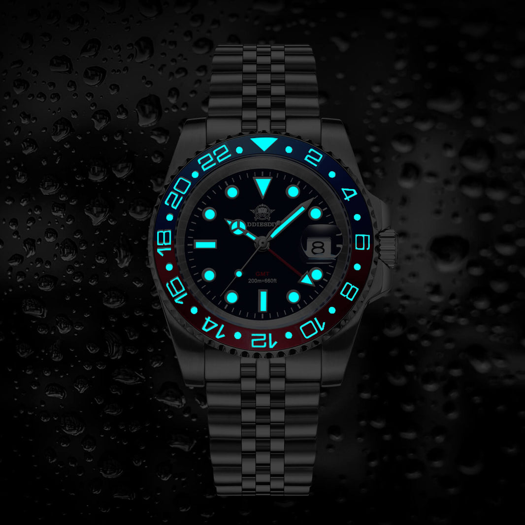 ADDIESDIVE Water Ghost Luxury Dive Watch GMT Quartz Watch AD2050-with