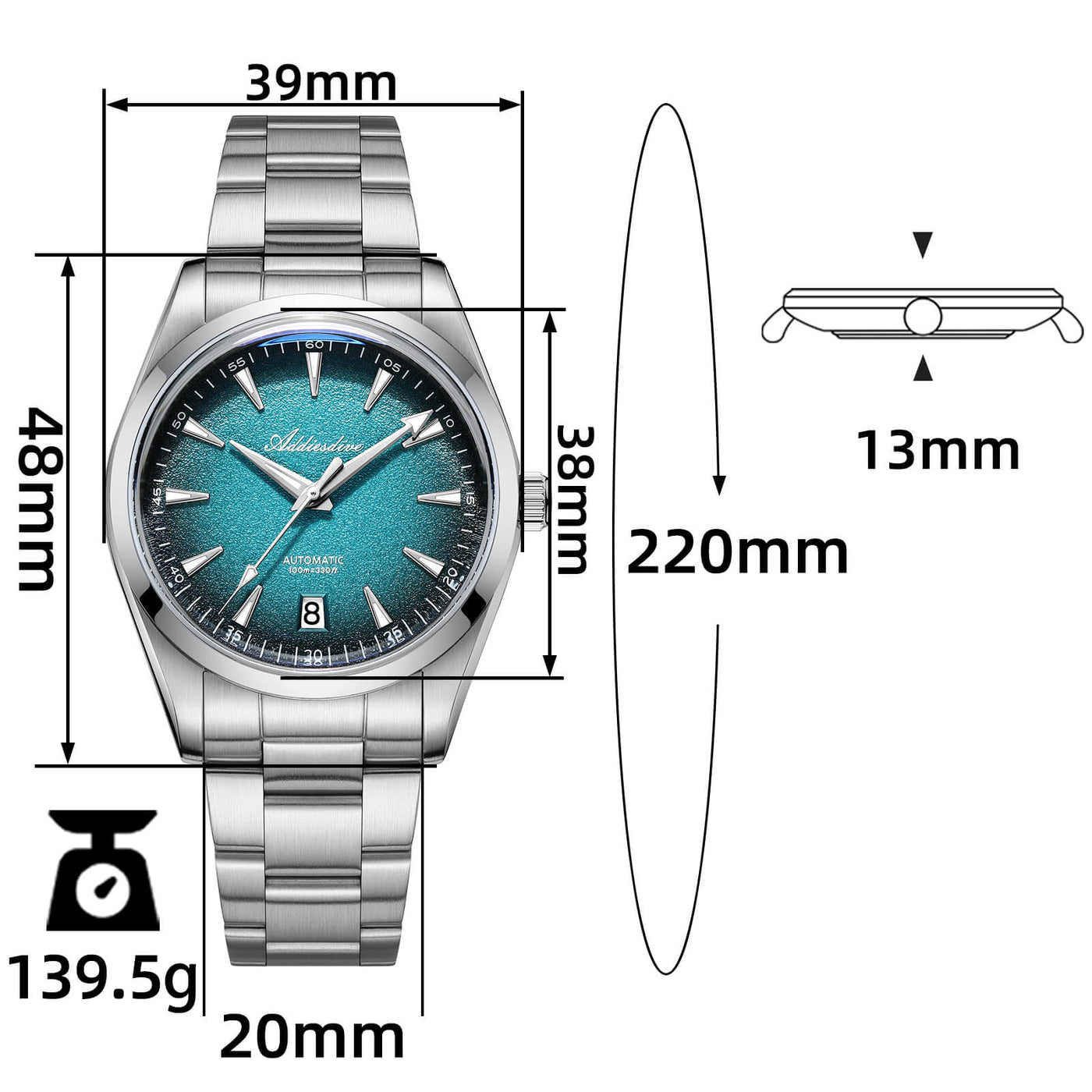 Addiesdive 39mm NH35/8215 Automatic Men Watch AD2094
