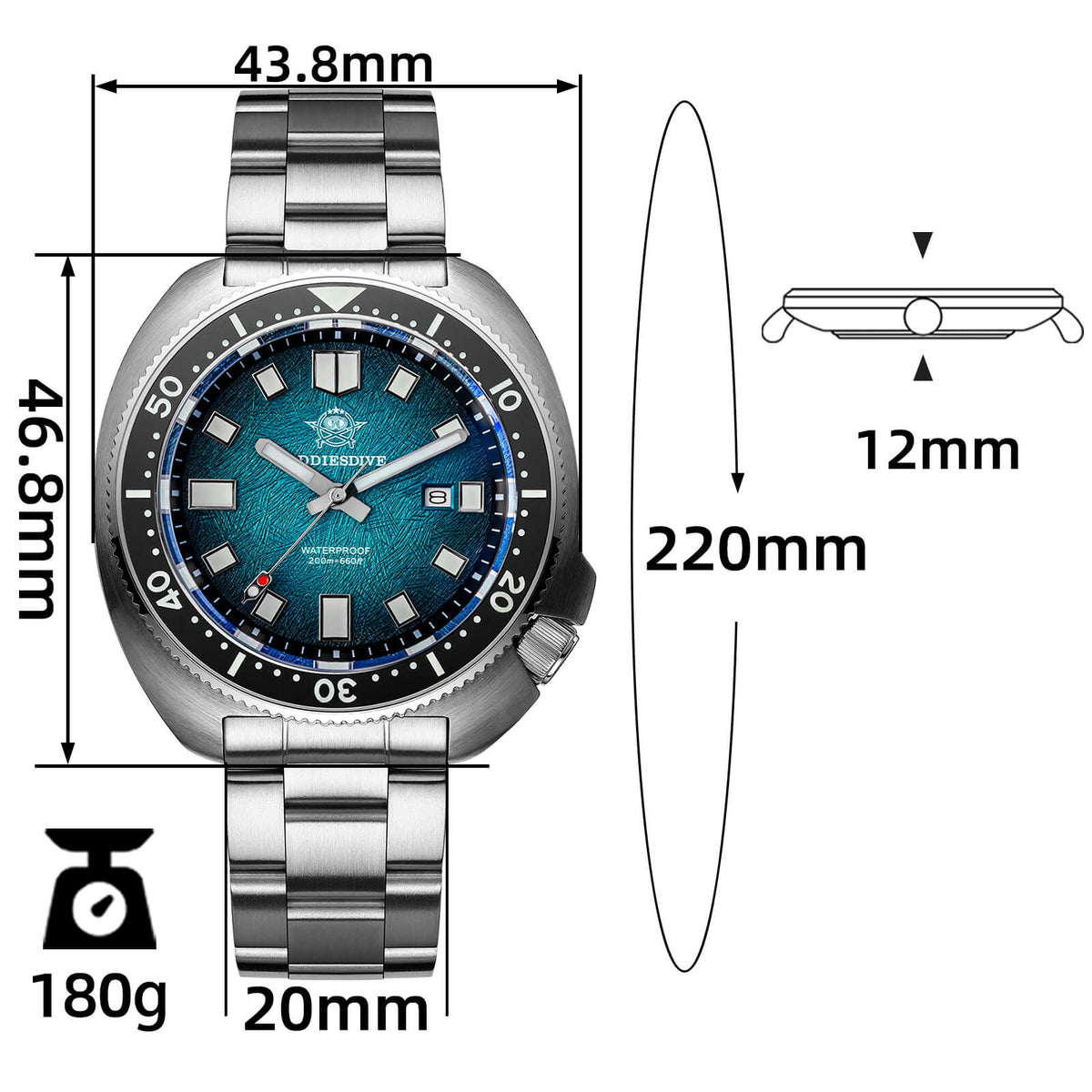 ★India Warehouse★Addiesdive Turtle Quartz Diver Men Watch Sapphire Cry