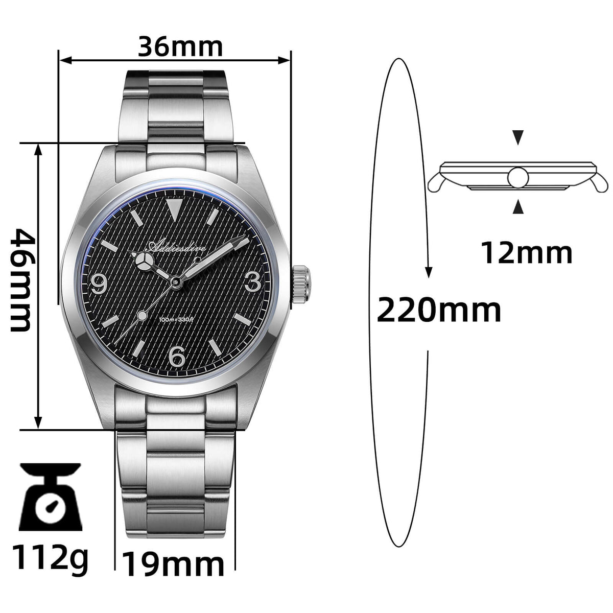 ADDIESDIVE 36mm Explore Dive Watch VH31 Quartz Watch AD2096