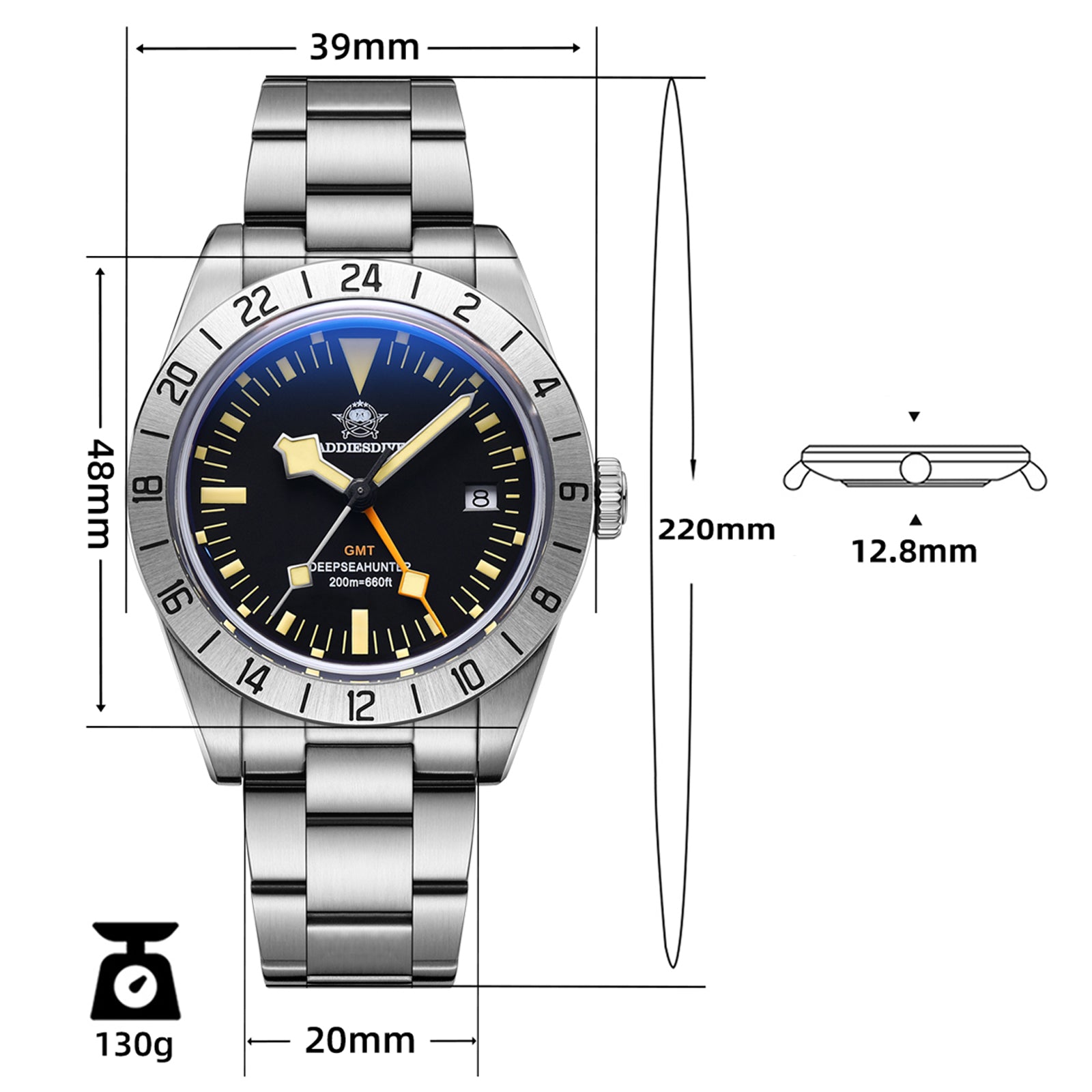 ★Flash Sale★ADDIESDIVE 39mm BB GMT Quartz Watch RONDA515 Movement（AD20 ...