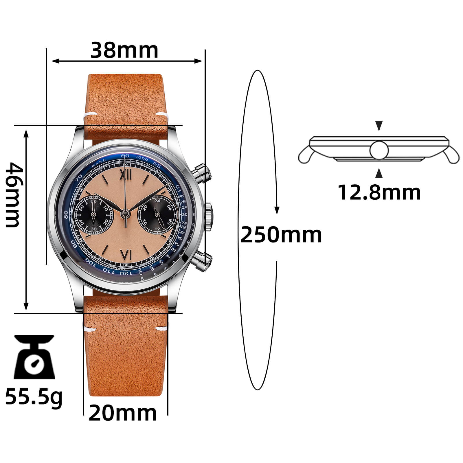 ADDIESDIVE Panda BB Chronograph Retro Men Watch 38mm Quartz Watch, AD2 ...