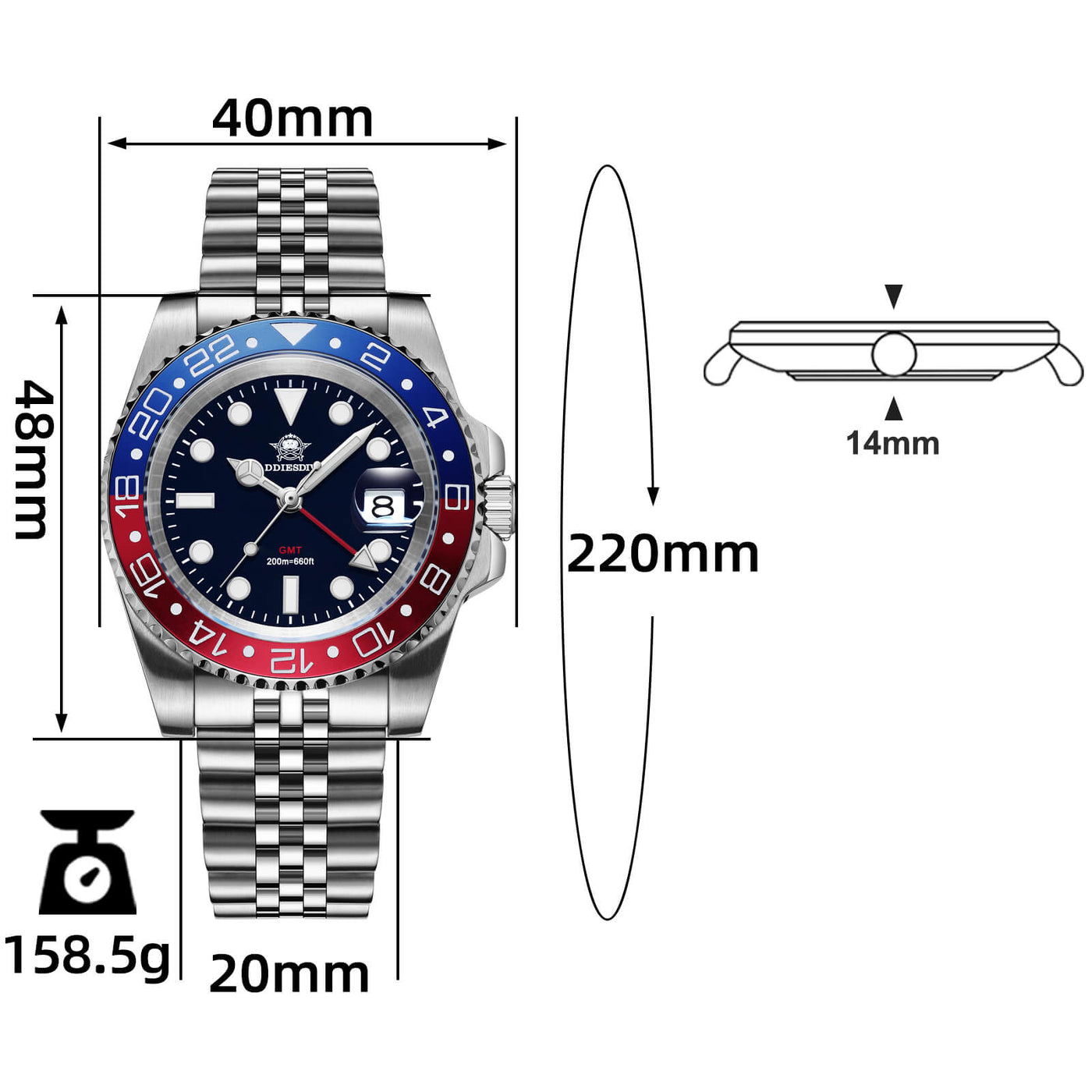 ★Summer Sale★ADDIESDIVE Water Ghost Luxury Dive Watch GMT Quartz Watch ...