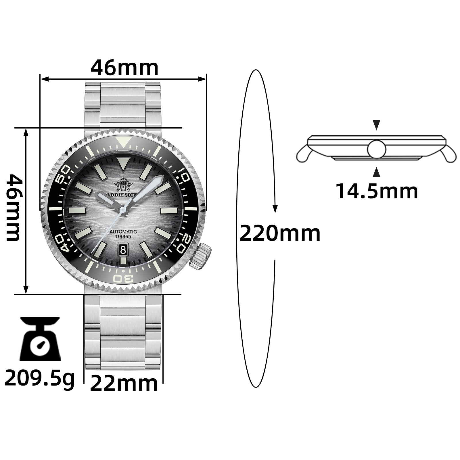 ★Spring Sale★Addiesdive 46mm 1000m Dive Watch AD2069 – addiesdivewatches