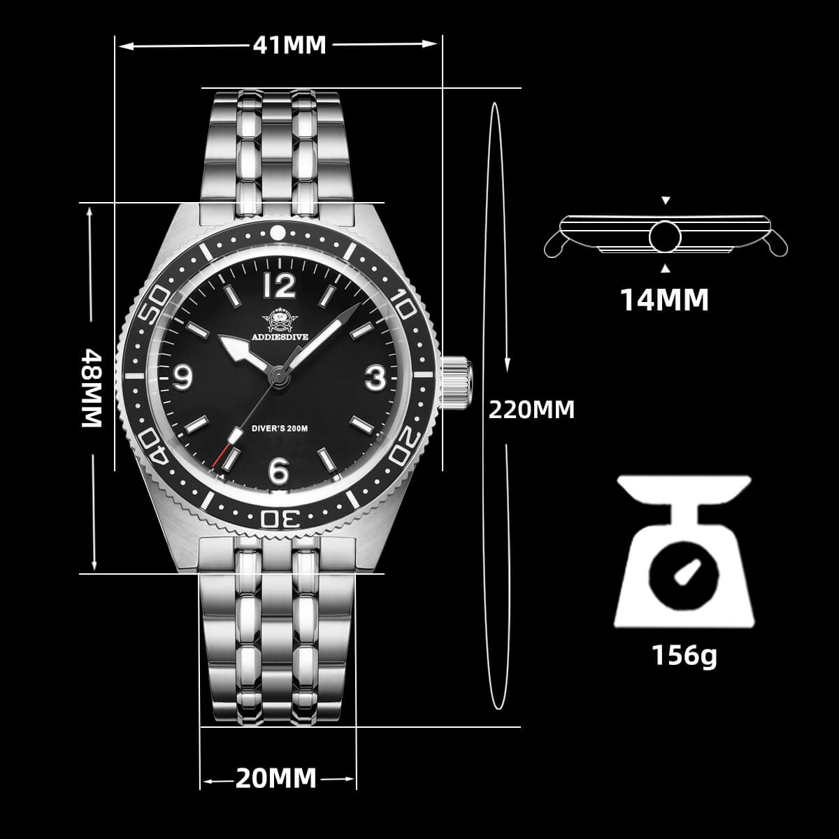 ADDIESDIVE 41mm Quartz Watch VH31 Movement （AD2033） – addiesdivewatches