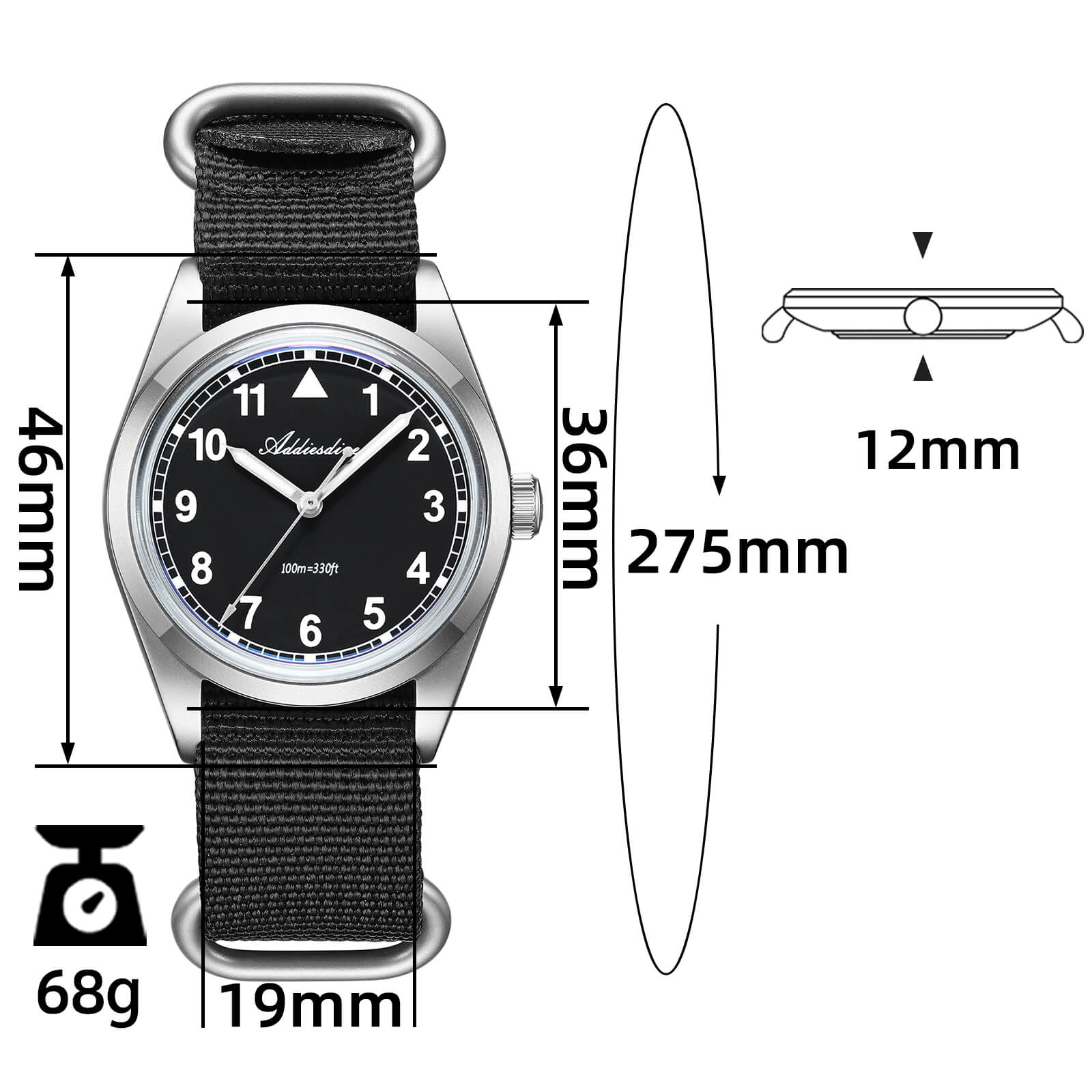 ADDIESDIVE 36mm VH31 Retro Pilot Field Watch AD2079 – addiesdivewatches