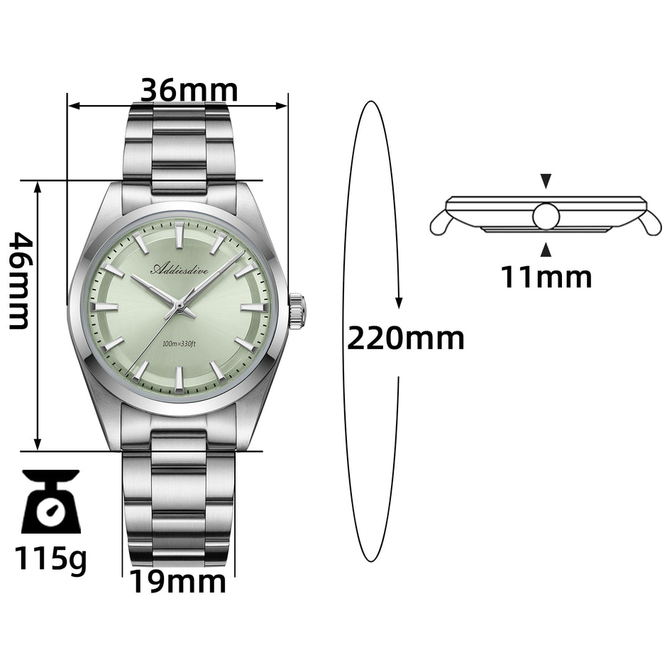 ADDIESDIVE 36mm Luxury VH31 Quartz Watch AD2066