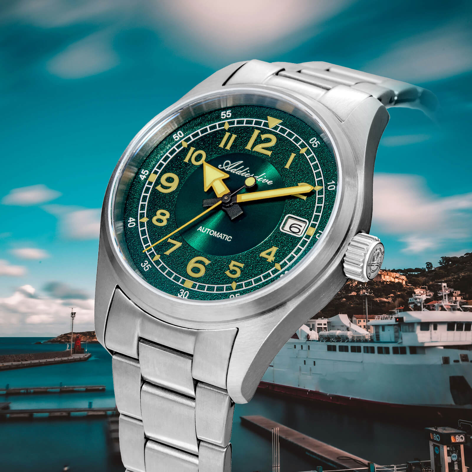 ADDIESDIVE 39mm Explore Retro Mechanical Men Watch AD2055 ...