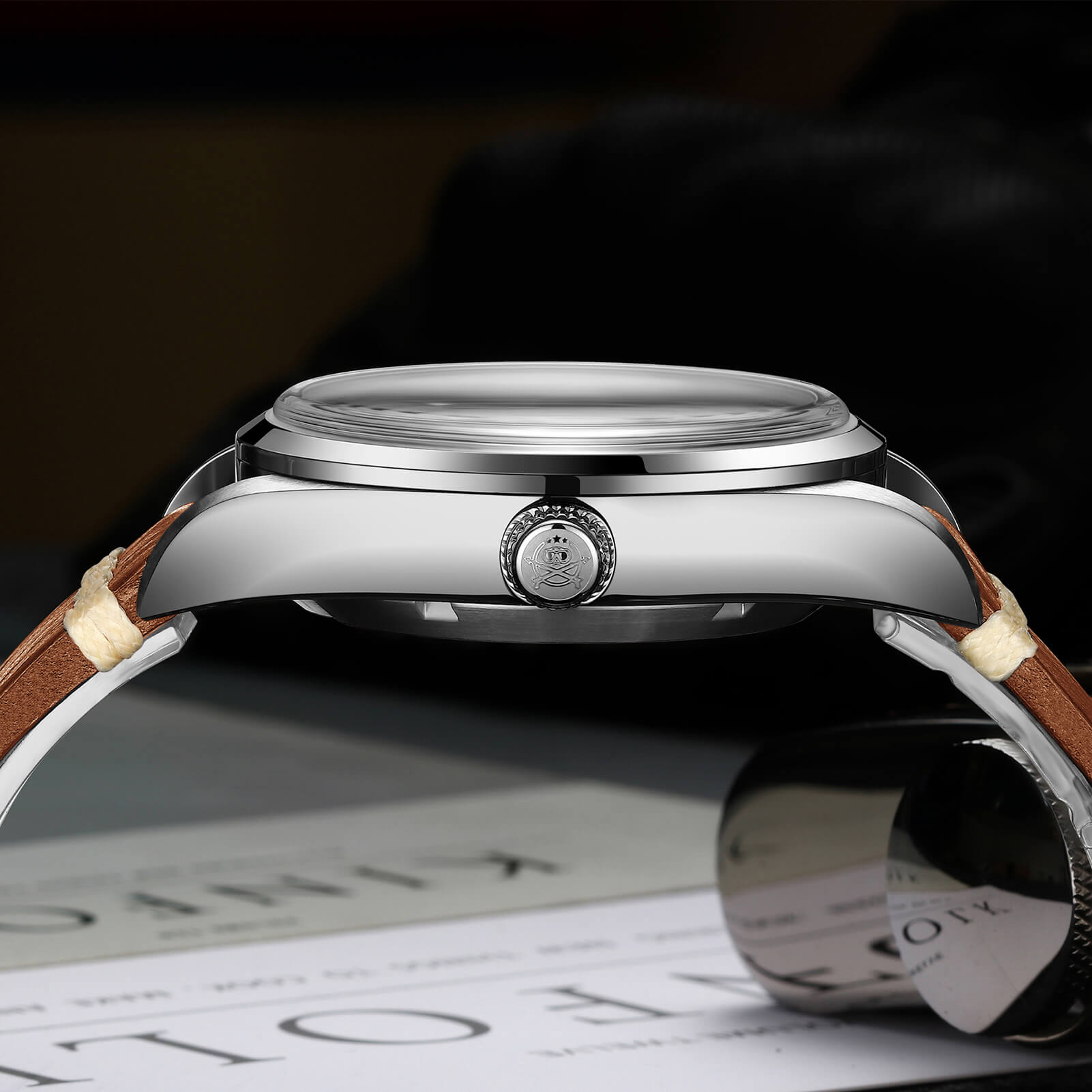 ADDIESDIVE 38mm Automatic Watch 100M (AD2112-leather strap ...