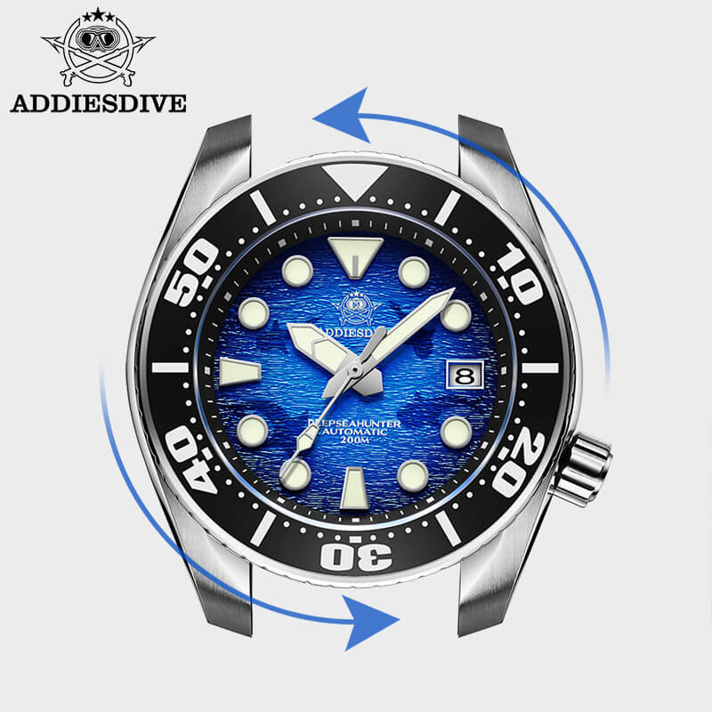 ★Weekly Deal★ADDIESDIVE 44.5mm Diver Watch for Men Unique Blue Dial 20 ...