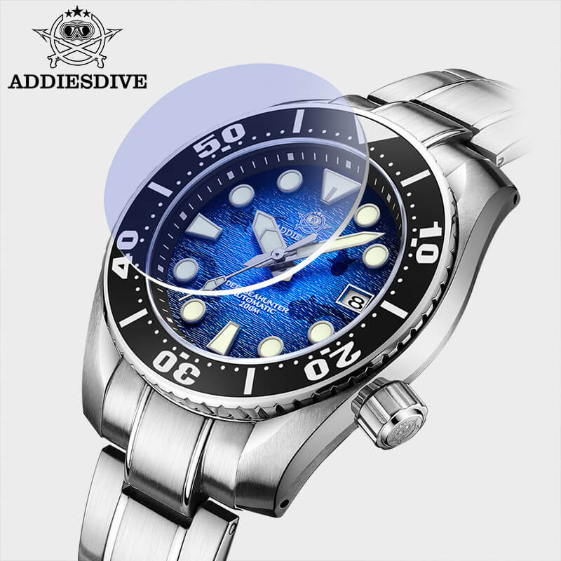 ★Weekly Deal★ADDIESDIVE 44.5mm Diver Watch for Men Unique Blue Dial 20 ...