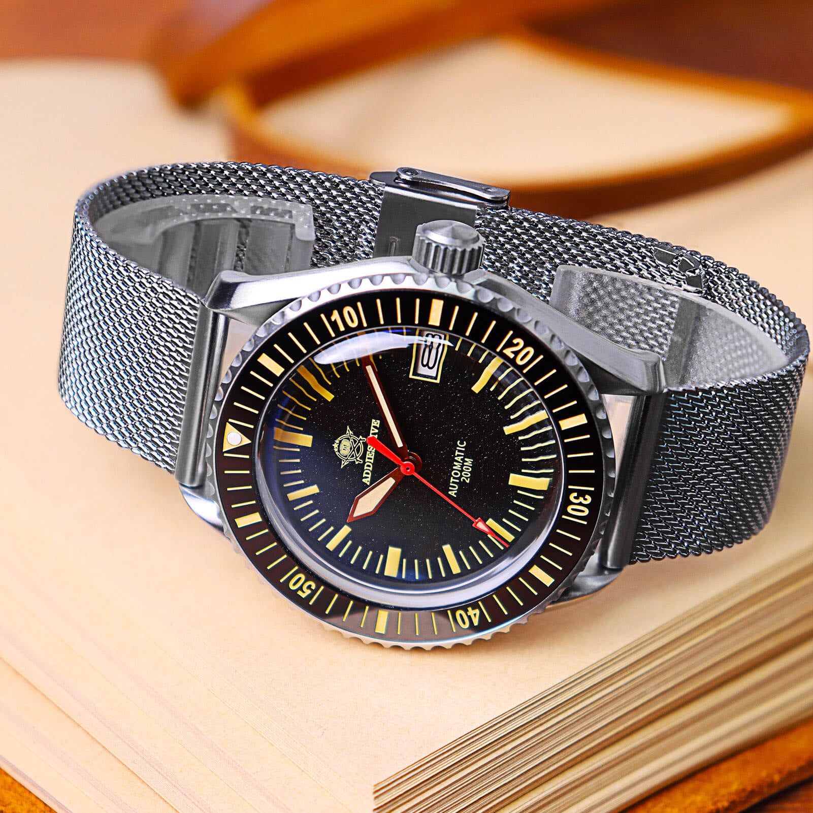 ADDIESDIVE Men's Automatic Diving Watch Fashion Mesh Stainless Steel 2 ...